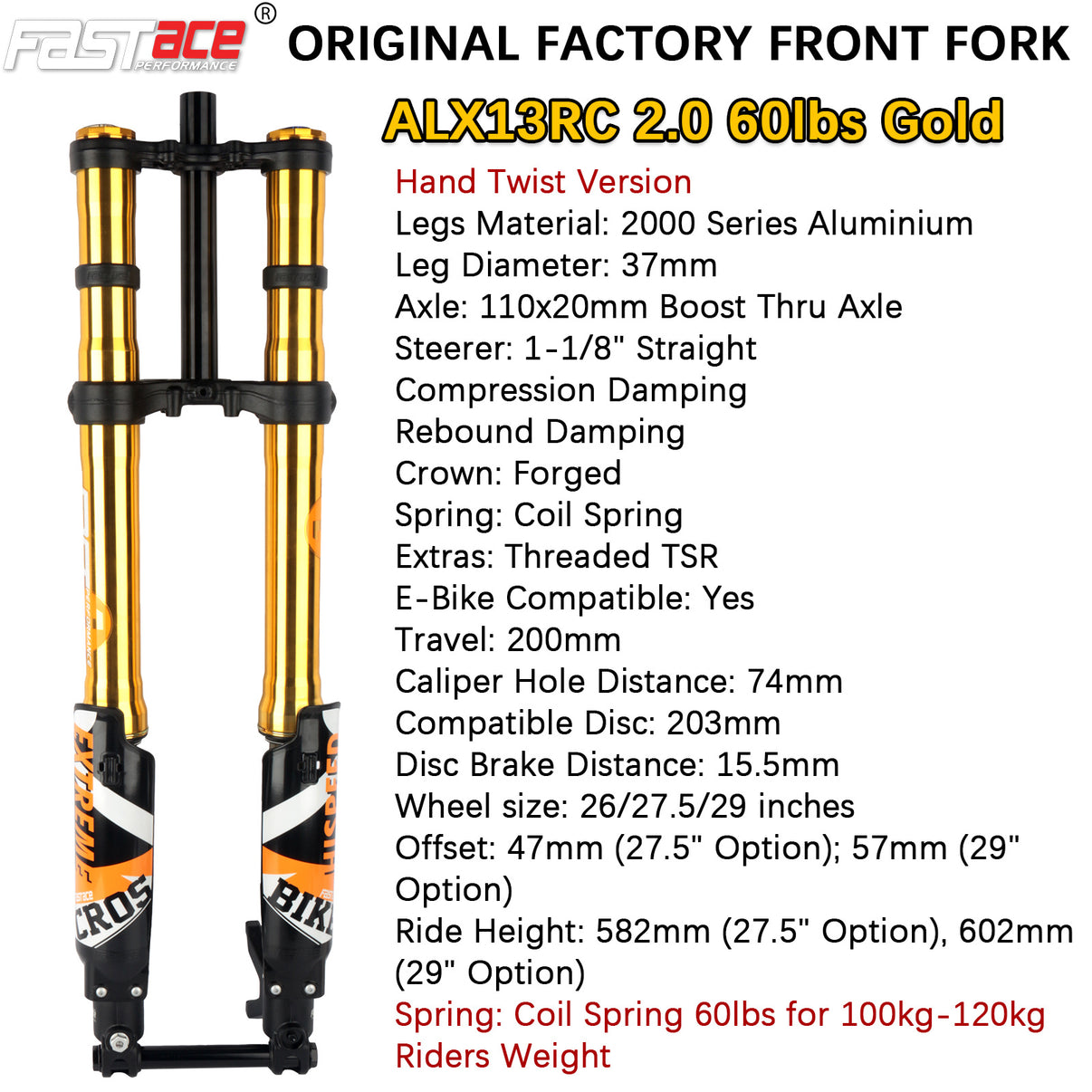FASTACE ALX13RC 2.0 Original Factory Front Fork Suspension For Surron